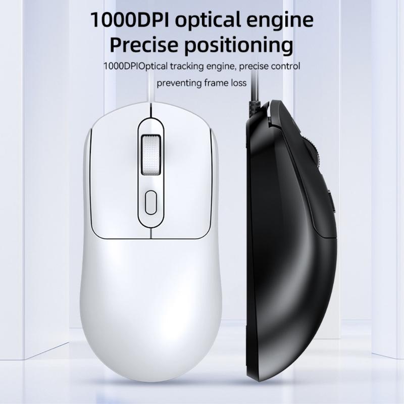T-WOLF G580 Wired Mouse with 3D Anti-Slip Grille Scroll - White