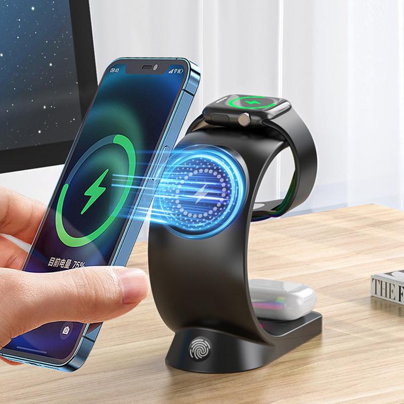 T17 3-in-1 RGB Light Magnetic Wireless Charger for iPhone 12 / 13 / 14 ...