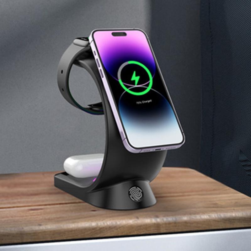T17 3-in-1 RGB Light Magnetic Wireless Charger for iPhone 12 / 13 / 14 ...