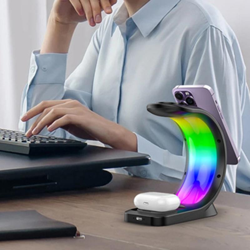 T17 3-in-1 RGB Light Magnetic Wireless Charger for iPhone 12 / 13 / 14 ...