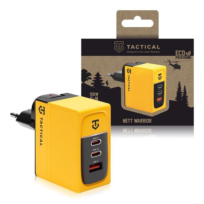 Tactical Nett Warrior GaN 100W Wall Charger - 2x PD3.0 USB-C, QC3.0 USB ...