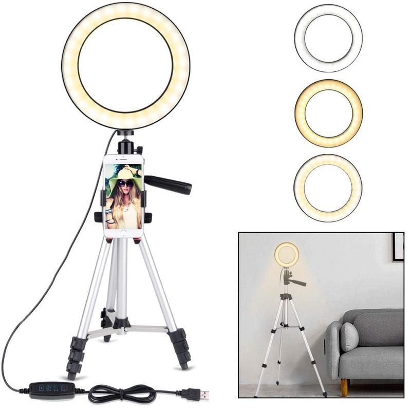 Tripod Stand w. Mini Ring USB LED Light - 7.9