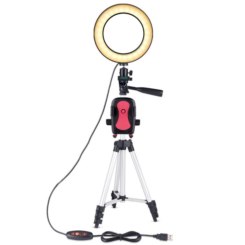Tripod Stand w. Mini Ring USB LED Light - 7.9