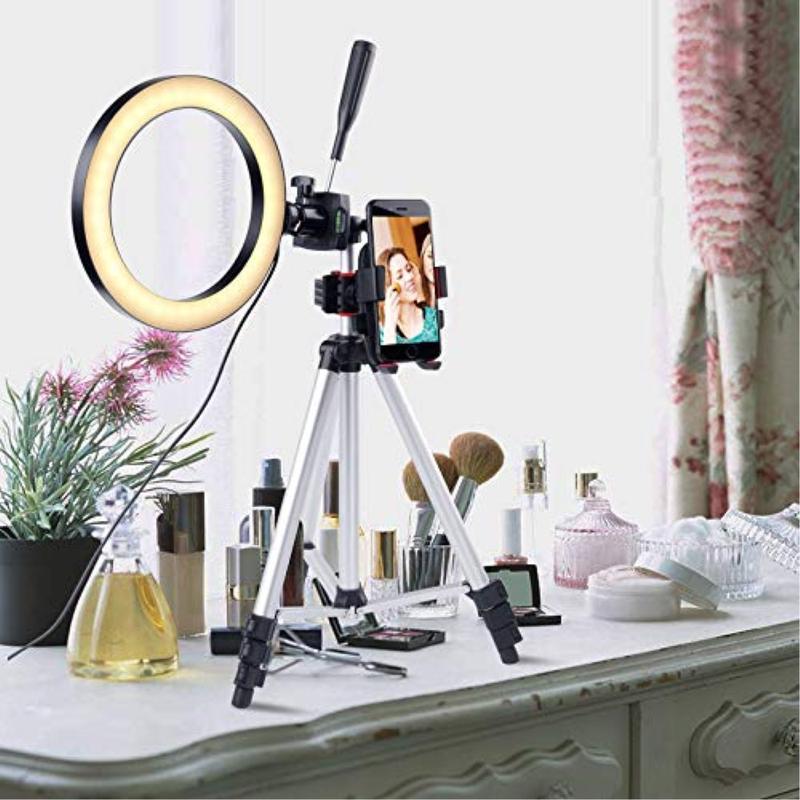 Tripod Stand w. Mini Ring USB LED Light - 7.9