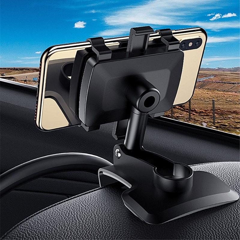 Universal Car Holder with Clip - 180° Rotation - Black