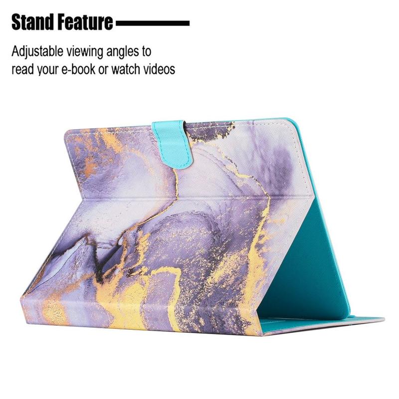 Universal Marble Pattern Tablet Folio Case - 10 - Purple