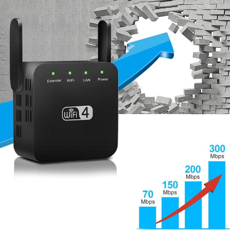 WD-611U 300Mbps WiFi Extender with Dual Antennas - EU Plug - Black