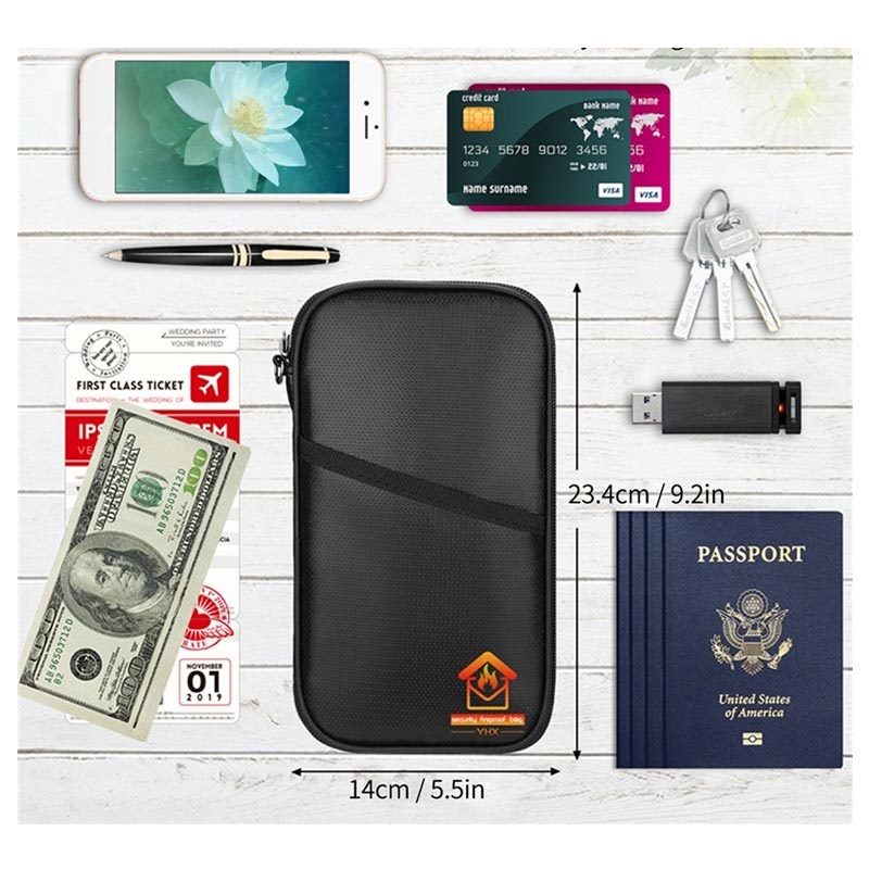 Water Resistant & Fireproof Multi-Slot RFID Case - Black