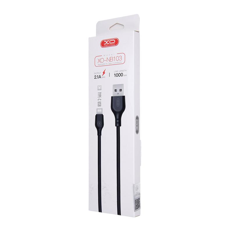 XO NB103 USB-A to USB-C Charging Cable - 2.1A, 1m - Black