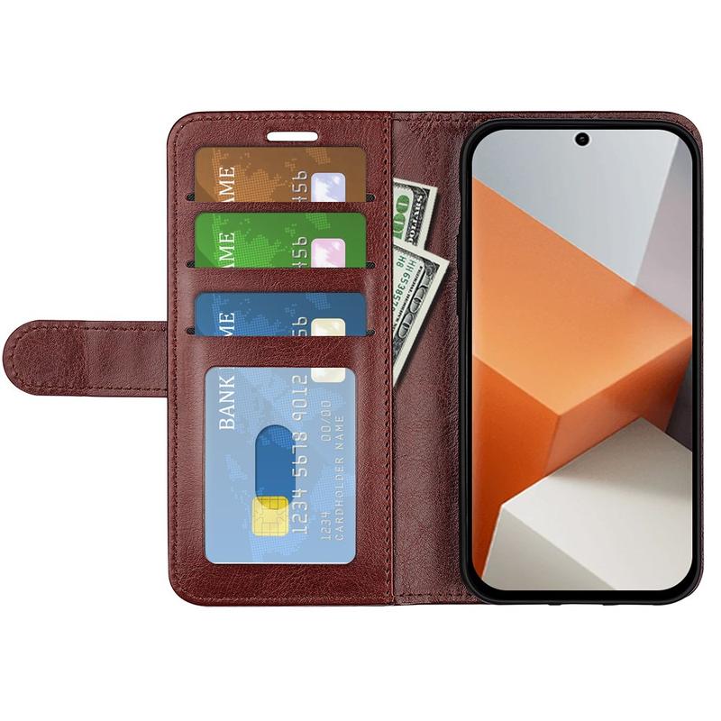 Xiaomi Redmi Note 13 Pro+ Wallet Case with Magnetic Closure - Brown