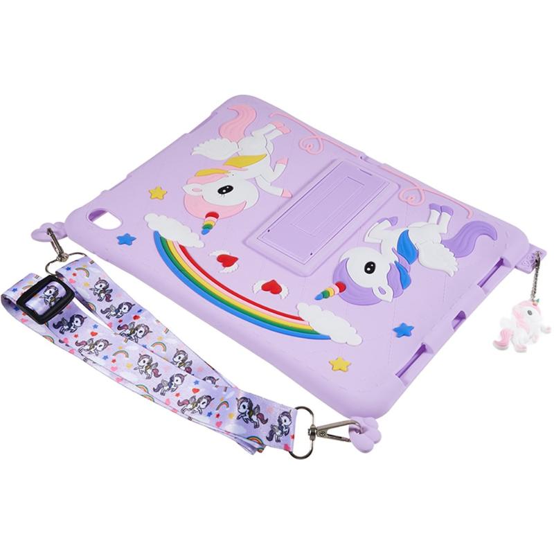 iPad (2022) Cute Unicorn Case with Kickstand and Strap - Purple