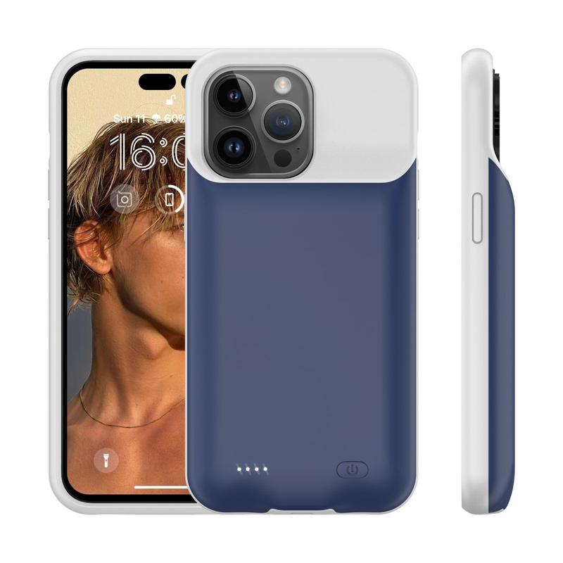 iPhone 15 Pro Backup Battery Case - 7000mAh - Dark Blue / Grey