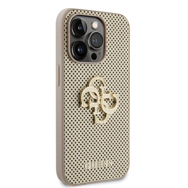 iPhone 15 Pro Max Guess Perforated 4G Glitter Logo Case - Gold