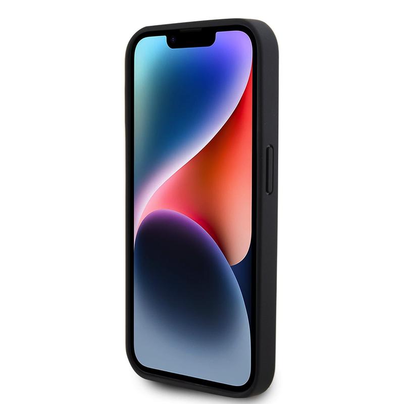 iPhone 15 Pro Mercedes-Benz Star Pattern Mag Leather Case - Black