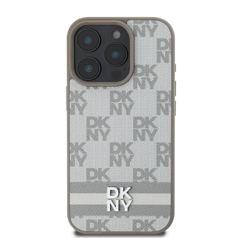 iPhone 16 Pro DKNY Checkered Pattern and Stripe Case - Beige