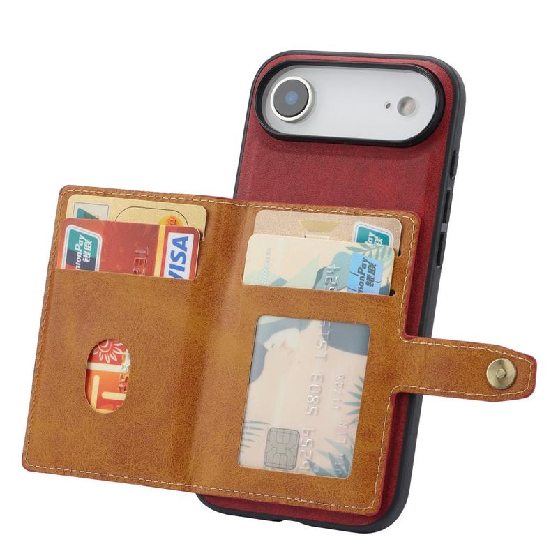 iPhone 17 Air Retro Style Case with Wallet - Red