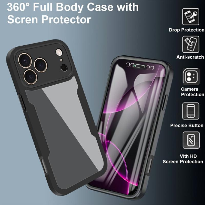 iPhone 17 Pro Max 360 Protection Series Case - Red / Clear