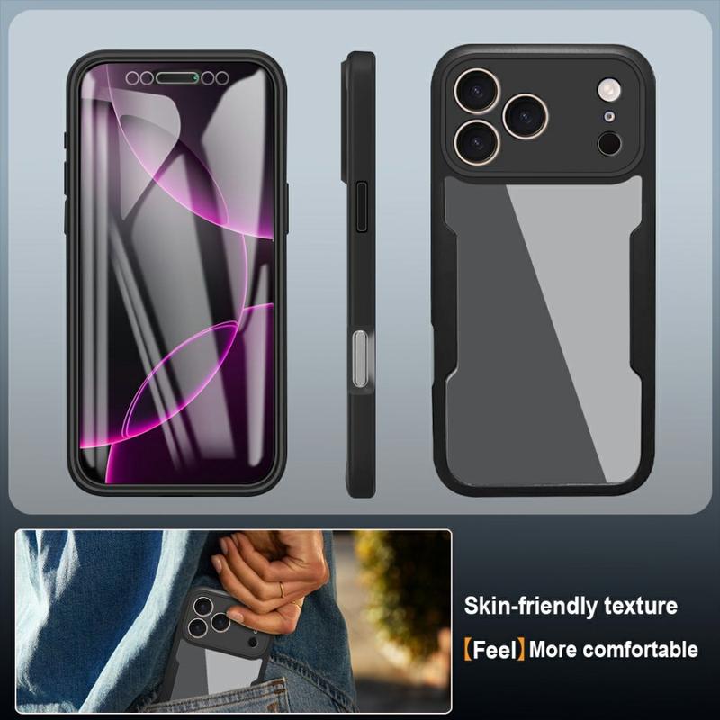 iPhone 17 Pro Max 360 Protection Series Case - Red / Clear