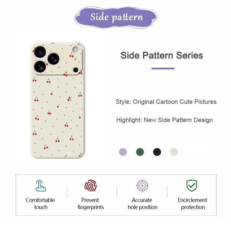 iPhone 17 Pro Max Cherry Pattern TPU Case - Black