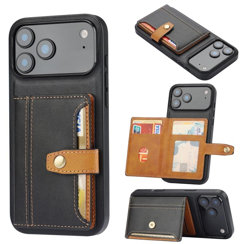 iPhone 17 Pro Max Retro Style Case with Wallet - Black