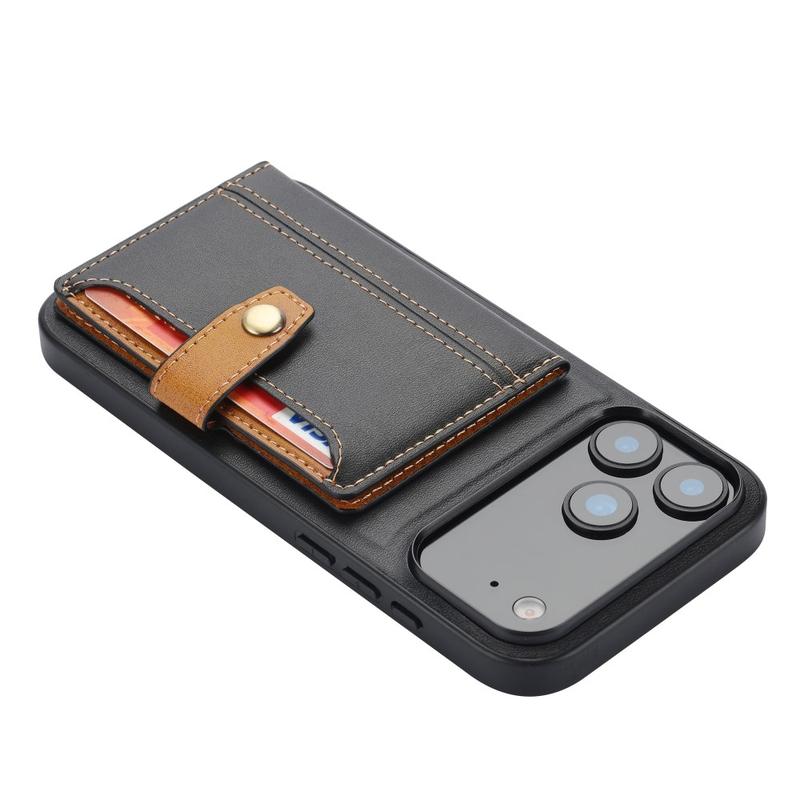 iPhone 17 Pro Max Retro Style Case with Wallet - Black