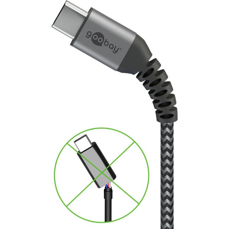Goobay USB-C / USB-C Cable - 0.5m - Space Grey / Silver